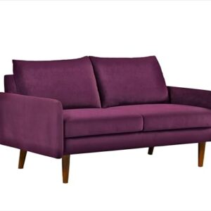 US Pride Furniture Kent Modern Velvet Loveseat Sofa, Comfortable 2 Seater Couch for Living Rooms and Small Spaces, Ideal Studio Apartment Furniture with Sleek Design, Eggplant