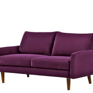 US Pride Furniture Kent Modern Velvet Loveseat Sofa, Comfortable 2 Seater Couch for Living Rooms and Small Spaces, Ideal Studio Apartment Furniture with Sleek Design, Eggplant