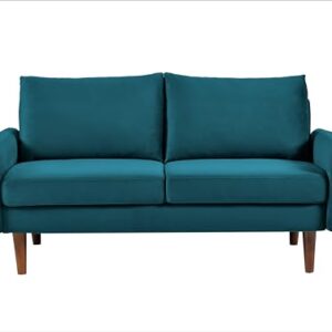 US Pride Furniture Kent Modern Velvet Loveseat Sofa, Comfortable 2 Seater Couch for Living Rooms and Small Spaces, Ideal Studio Apartment Furniture with Sleek Design, Greenish Blue