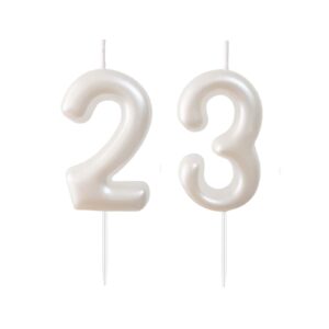 2.36" 23th 32nd number candles birthday gifts for women men birthday decorations birthday candles numbers happy birthday candles for cake 2 candle for women for men (white)