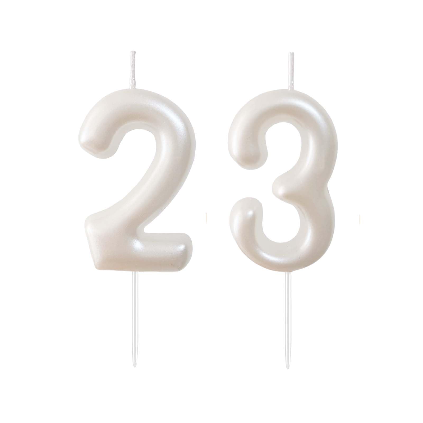 2.36" 23th 32nd Number Candles Birthday Gifts for Women Men Birthday Decorations Birthday Candles Numbers Happy Birthday Candles for Cake 2 Candle for Women for Men (White)