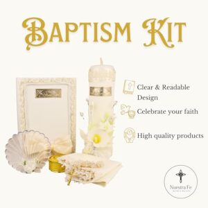 5 Pcs Ivory/Cream Baptism Candle Set for Boys and Girls - Velas para bautizo - Vela de bautizo para niño - Vela para bautizo de niña - Catholic Baptism Candle Set Girl - Baptism kit Baptism Bible