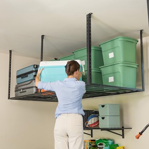 StoreYourBoard 4 x 8 Garage Storage Rack, Ceiling Shelf Overhead Organization, Heavy Duty Steel Platform Holds 700 lbs, 96 in. x 48 in. x 40 in.