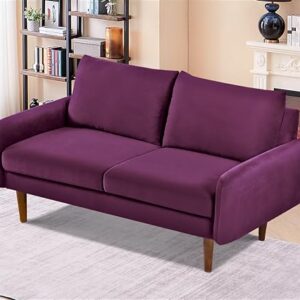 US Pride Furniture Kent Modern Velvet Loveseat Sofa, Comfortable 2 Seater Couch for Living Rooms and Small Spaces, Ideal Studio Apartment Furniture with Sleek Design, Eggplant