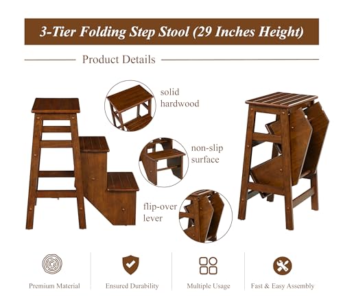 Niko Folding 30" Step Stool - Cappuccino