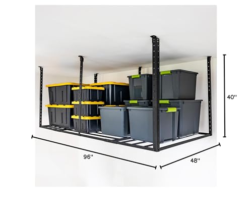 StoreYourBoard 4 x 8 Garage Storage Rack, Ceiling Shelf Overhead Organization, Heavy Duty Steel Platform Holds 700 lbs, 96 in. x 48 in. x 40 in.