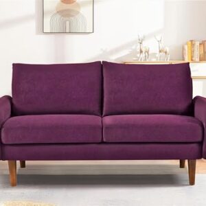 US Pride Furniture Kent Modern Velvet Loveseat Sofa, Comfortable 2 Seater Couch for Living Rooms and Small Spaces, Ideal Studio Apartment Furniture with Sleek Design, Eggplant