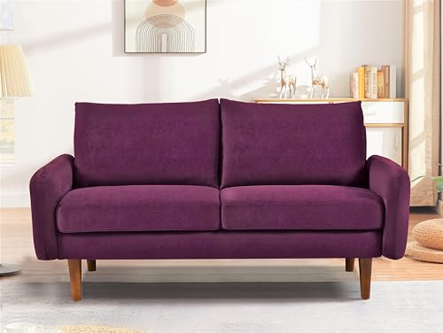 US Pride Furniture Kent Modern Velvet Loveseat Sofa, Comfortable 2 Seater Couch for Living Rooms and Small Spaces, Ideal Studio Apartment Furniture with Sleek Design, Eggplant