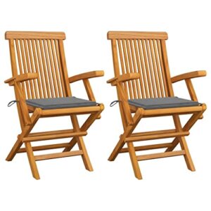 dyrjdjwidhw patio chairs patio chairs,outdoor furniture,outdoor chairs,balcony furniture,patio furniture set,front porch decor,with gray cushions 2 pcs solid teak wood