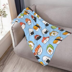 Sushi Cute Pattern Blanket, Soft Blankets Flannel Bed Throw Cozy Lightweight Plush Gifts for Women Men Boys Girls Kids Sofa Couch Bedroom Living Rooms Warm All Season, Home Decor, Small 50"x40"