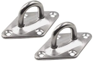 branded boards heavy duty m6 ceiling hook diamond pad eye plate, 304 stainless steel and black zinc galvanized steel corrosion resistant, 2, 4 & 8 packs (2-pack-zinc-m6)