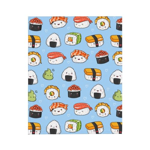 Sushi Cute Pattern Blanket, Soft Blankets Flannel Bed Throw Cozy Lightweight Plush Gifts for Women Men Boys Girls Kids Sofa Couch Bedroom Living Rooms Warm All Season, Home Decor, Small 50"x40"