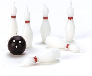 bowling pins and ball birthday cake candles - 7 pc