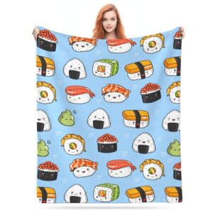 Sushi Cute Pattern Blanket, Soft Blankets Flannel Bed Throw Cozy Lightweight Plush Gifts for Women Men Boys Girls Kids Sofa Couch Bedroom Living Rooms Warm All Season, Home Decor, Small 50"x40"