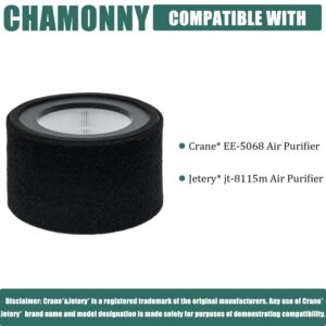 CHAMONNY EE-5068 Filter Replacement, Compatible with Crane EE-5068 and Etery jt-8115m Air Purifiers, 3-in-1 H13 True HEPA Filter and Activated Carbon Filter, Part# HS-1946, 2 Pack