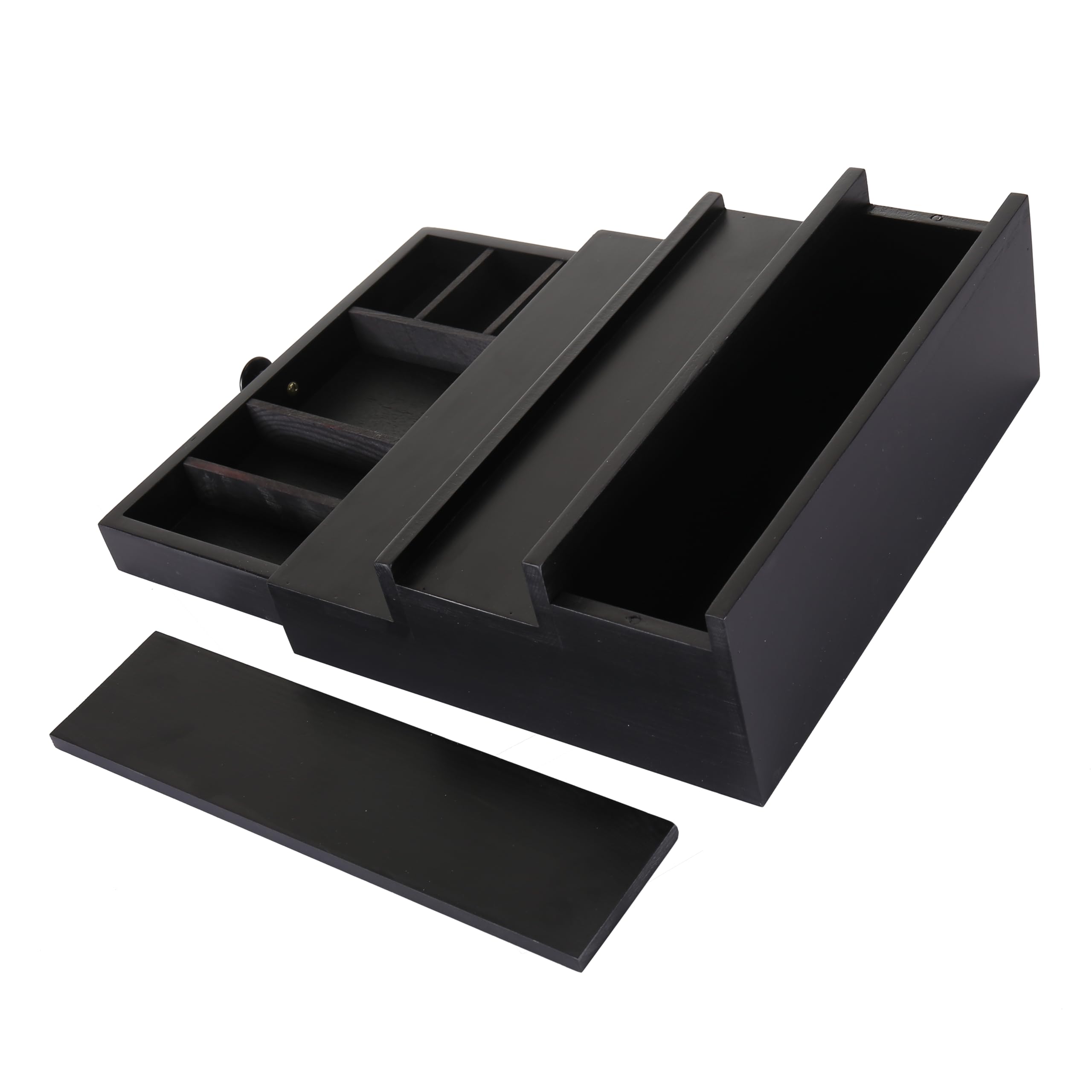 Black Wooden Cologne Organizer for Men - 3 Tier Wooden Perfume Display Stand with Drawer and Hidden Compartment for Organizing and Storing, Cologne Holder Shelf for Dresser