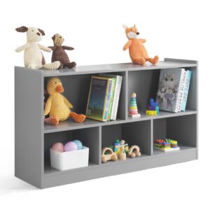 CAPHAUS Toy Storage Organizer with Open Compartments for Kids, 44.1”x11.8”x24.2”, Grey, Toy Organizers and Storage, Storing Books, Toys, for Classroom, Kindergarten, Playroom, Nursery and Bedroom