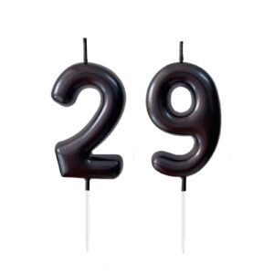 2.36" 29th 92nd number candles birthday gifts for women men birthday decorations birthday candles numbers happy birthday candles for cake 2 candle for women for men (black)