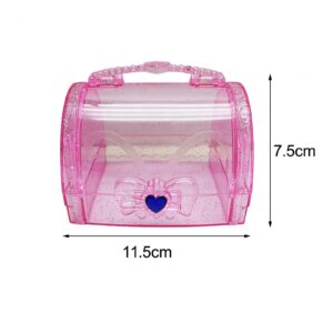 ＫＬＫＣＭＳ Multipurpose Storage Box Sewing Box Organizer, Art Craft Display Case Hair Accessory, Storage Case for Tools Sewing Hair, Clear and Pink