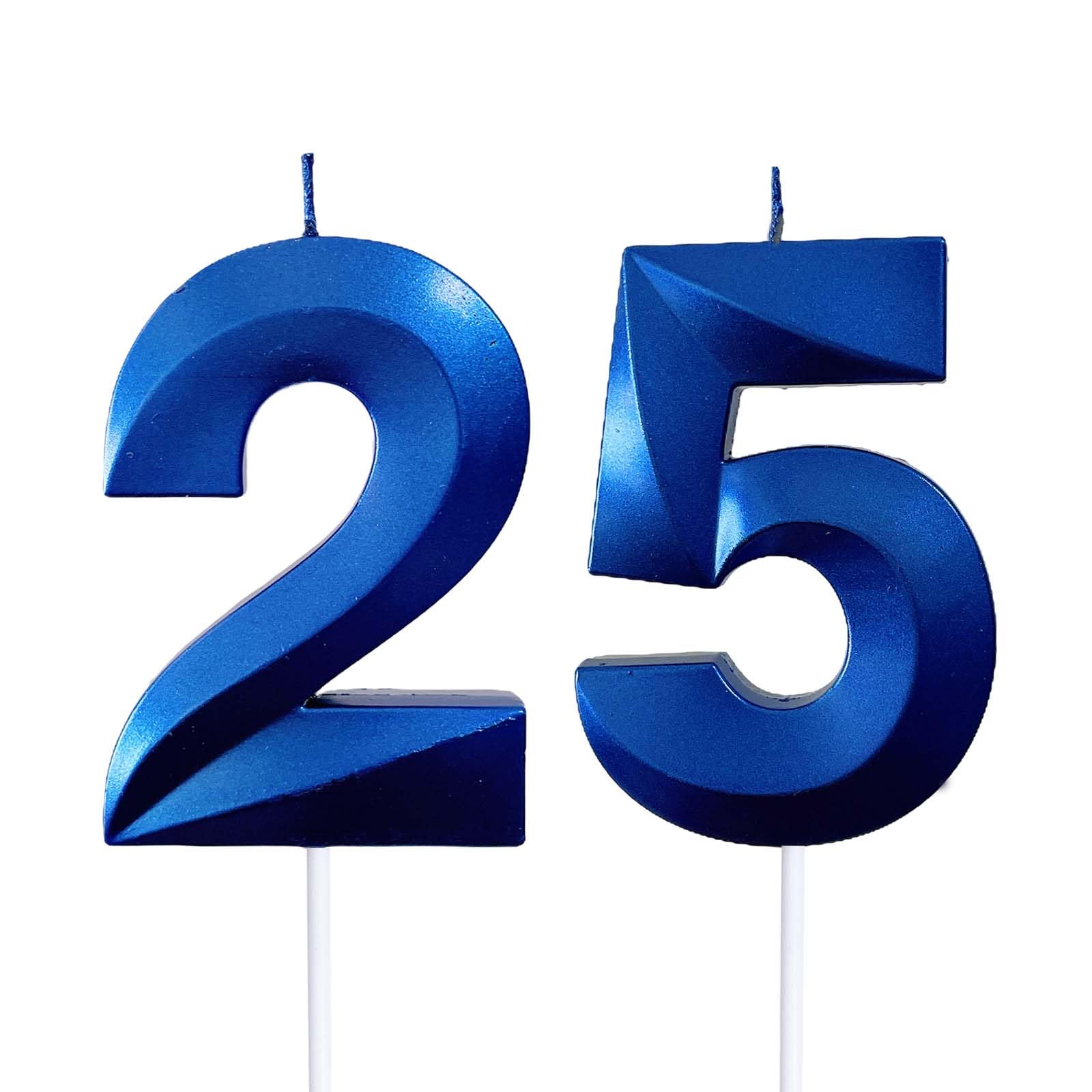 2.76" 25th 52nd Number Candles Birthday Gifts for Women Men Birthday Decorations Birthday Candles Numbers Happy Birthday Candles for Cake 2 Candle for Women for Men (Blue)