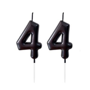 2.36" 44th number candles birthday gifts for women men birthday decorations birthday candles numbers happy birthday candles for cake 2 candle for women for men (black)