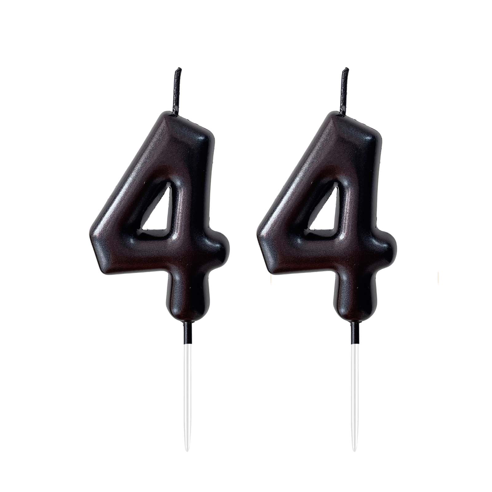 2.36" 44th Number Candles Birthday Gifts for Women Men Birthday Decorations Birthday Candles Numbers Happy Birthday Candles for Cake 2 Candle for Women for Men (Black)