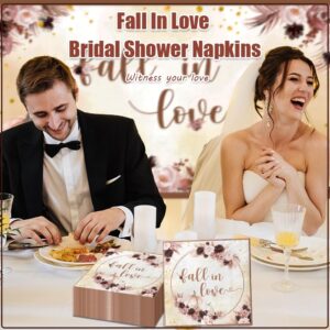 Fall in Love Bridal Shower Napkins Fall in Love Bridal Shower Decorations 40Pcs Fall in Love Napkins Fall Pumpkin Maple Leaf Napkins for Autumn Thanksgiving Party Disposable Supplies…