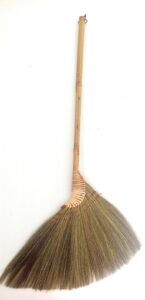 sn skennova handmade bamboo grass broom with synthetic rattan binding - tall 17" w x 40" h