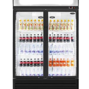 FRICOOL 51" Commercial Glass 2 Door Display Refrigerator Merchandiser - Upright Beverage Cooler With Led Lighting