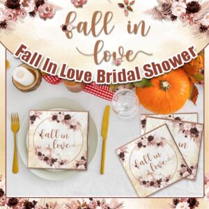 Fall in Love Bridal Shower Napkins Fall in Love Bridal Shower Decorations 40Pcs Fall in Love Napkins Fall Pumpkin Maple Leaf Napkins for Autumn Thanksgiving Party Disposable Supplies…