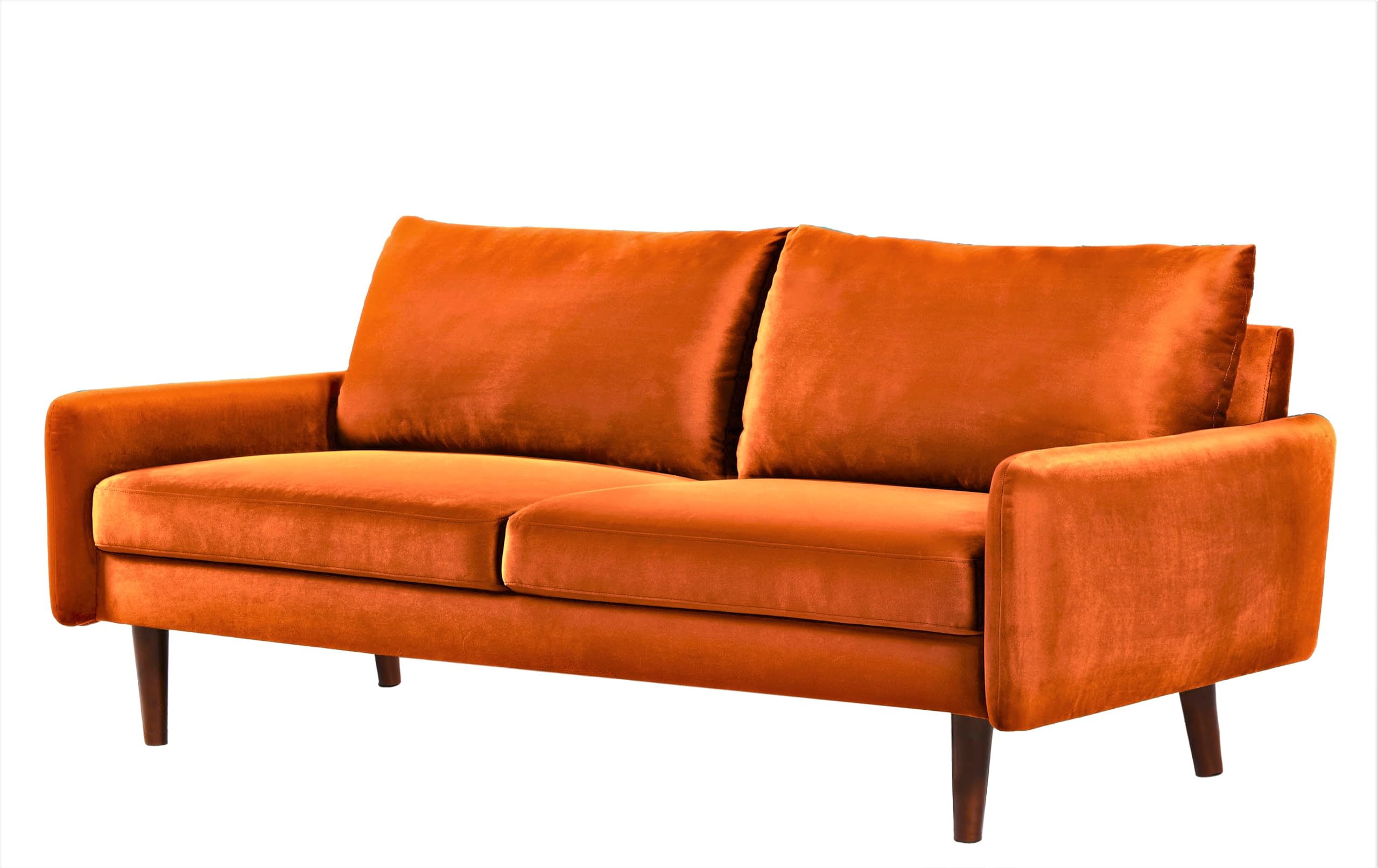 US Pride Furniture Kent Modern Velvet Sofa, Comfortable 3 Seater Couch for Living Rooms and Small Spaces, Ideal Studio Apartment Furniture with Sleek Design, Orange