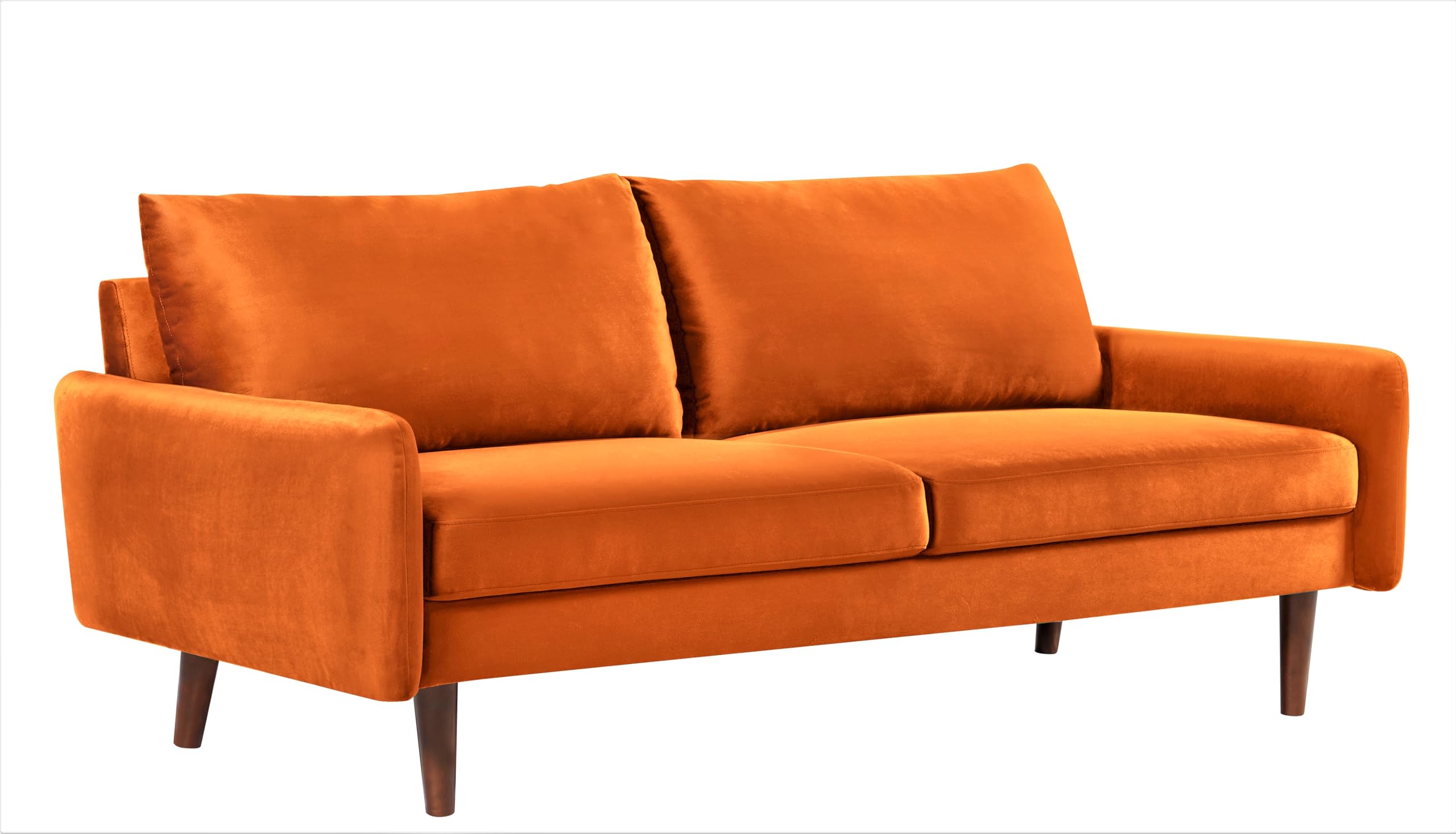 US Pride Furniture Kent Modern Velvet Sofa, Comfortable 3 Seater Couch for Living Rooms and Small Spaces, Ideal Studio Apartment Furniture with Sleek Design, Orange