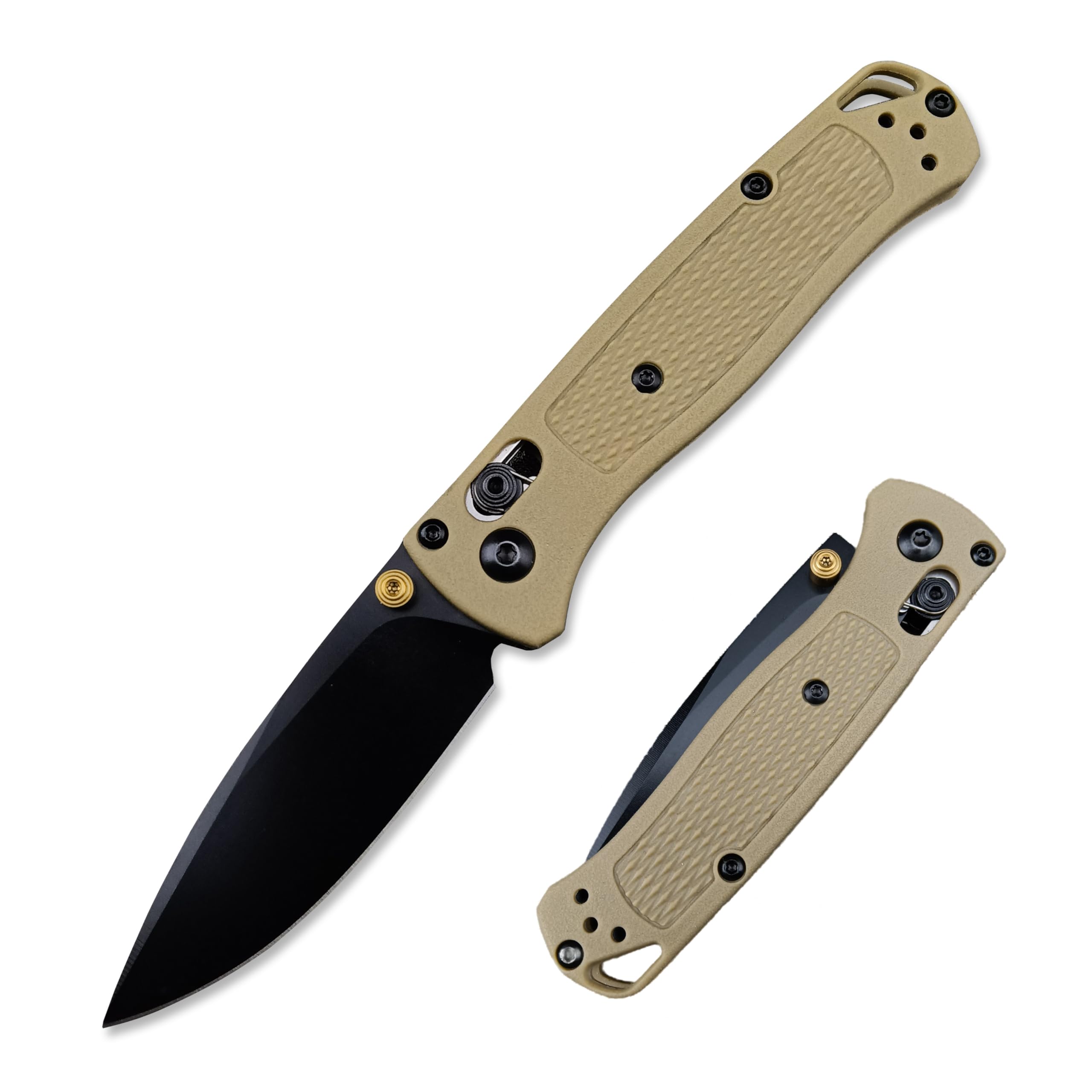 6.5in Mini Folding Knife - Axis Lock Pocket Knife with 7Cr17Mov Steel Black Blade and Glass Reinforced Nylon Handle, Thumb Stud，Belt Clip, for EDC Camping Hunting