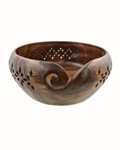 craft kart yarn bowl wooden handmade | rosewood crafted wooden yarn bowl | carved holes & drills | knitting home beautiful crochet yarn (whole yarn bowl, 7"x3")