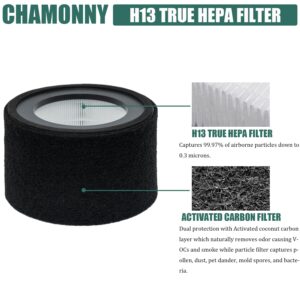 CHAMONNY EE-5068 Filter Replacement, Compatible with Crane EE-5068 and Etery jt-8115m Air Purifiers, 3-in-1 H13 True HEPA Filter and Activated Carbon Filter, Part# HS-1946, 2 Pack