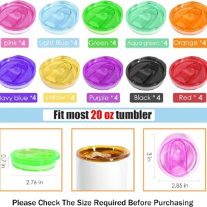 FECBK 40 Pcs 20oz Skinny Tumbler Lid Replacement Lids Plastic Splash Resistant Lids Covers Spill Proof Silicone Sliding Skinny Tumbler Lid, BPA Free, Multi-Colored for Mouth Tumbler Cooler Cup