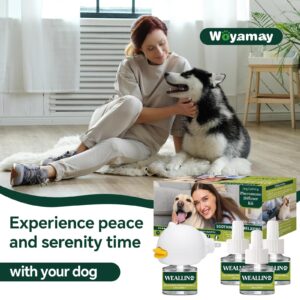 Woyamay Dog Calming Diffuser Kit - Dog Pheromones for Anxiety Relief-5-in-1 Kit with 1 Diffuser+4 Refill Vials (48ml) - Up to 120 Days of Stress Reduction, Reduces Separation Anxiety and Aggression