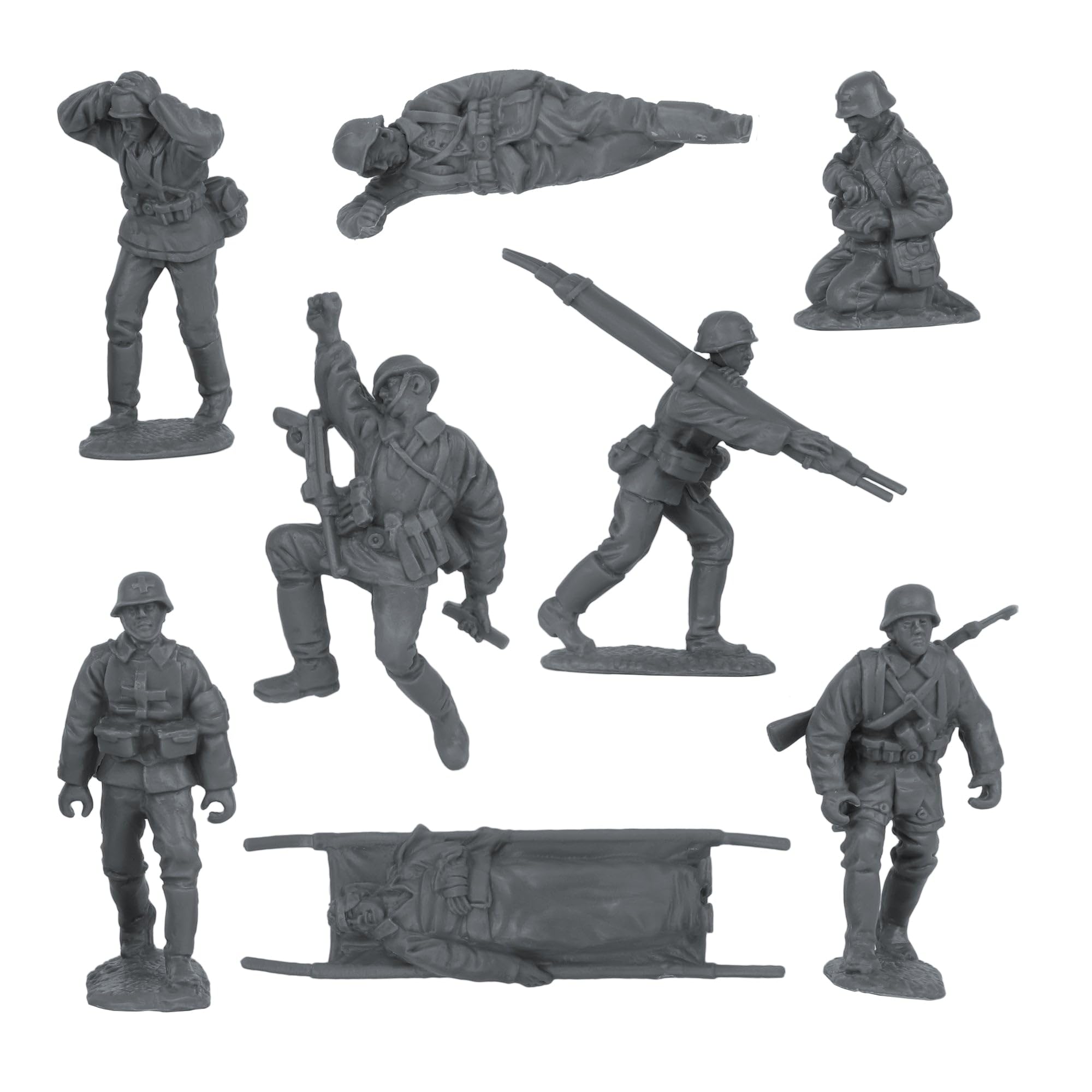 BMC CTS WW2 German Assault & Medics Plastic Army Men - 24pc Gray Soldier Figures