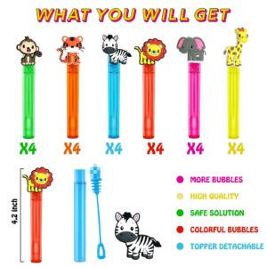 uoyoi Jungle Safari Party Favors,24Pcs Wild Animals Bubble Wands for Kids,Zoo Bubble Wand for Safari Wild One Birthday Party Supplies,Pinata Baby Shower Goodie Bag Stuffers Gift