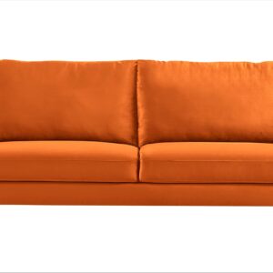 US Pride Furniture Kent Modern Velvet Sofa, Comfortable 3 Seater Couch for Living Rooms and Small Spaces, Ideal Studio Apartment Furniture with Sleek Design, Orange