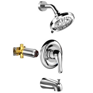 himk shower tub faucet set - shower faucet and 9 modes rain shower head with single handle shower trim kit, bathtub faucet shower system with shower valve, chrome