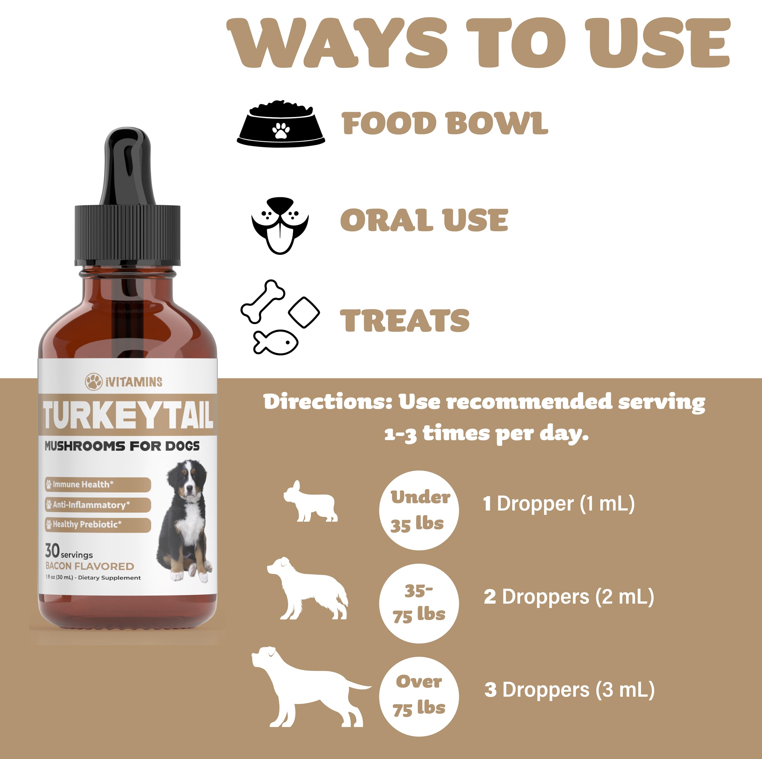 Turkey Tail Mushroom for Dogs | Helps to Boost the Immune System, is a Healthy Prebiotic, & Much More | Turkey Tail for Dogs | Mushrooms for Dogs | Dog Mushroom Supplements | 1 fl oz