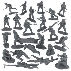 BMC CTS WW2 German Assault & Medics Plastic Army Men - 24pc Gray Soldier Figures