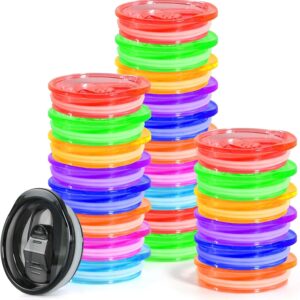 FECBK 40 Pcs 20oz Skinny Tumbler Lid Replacement Lids Plastic Splash Resistant Lids Covers Spill Proof Silicone Sliding Skinny Tumbler Lid, BPA Free, Multi-Colored for Mouth Tumbler Cooler Cup