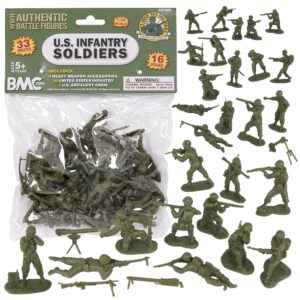 bmc cts ww2 us infantry plastic army men - 33pc od green 1:32 soldier figures