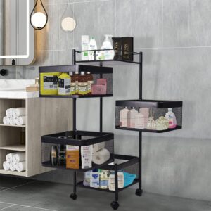 4 Tier 360 Degree Rotating Metal Vegatable Storage Rack w/Swing Out Shelves