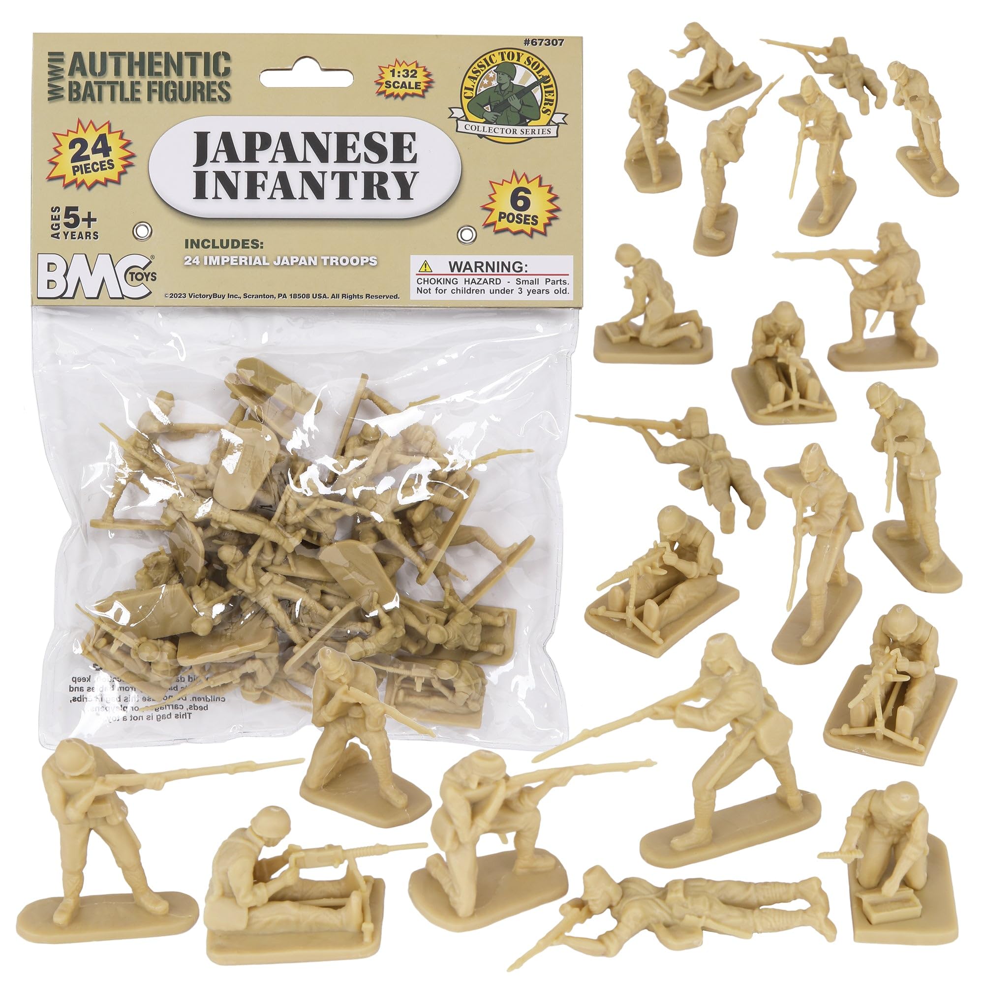 BMC CTS WW2 Japanese Plastic Army Men - 24pc Tan Imperial Japan Soldier Figures