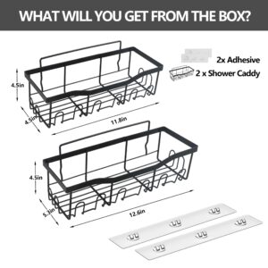 senzibser Show Caddy.Shower Shelves Black Shower Shelves for Inside Shower.NO Driling Easy Installation shower shelf shower [2-Pack]