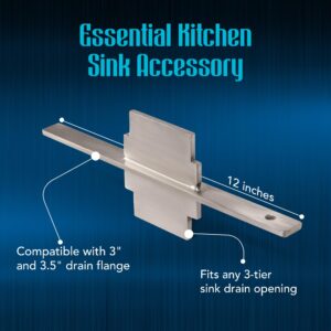 STEADYKLEEN - Waste Drain Tool for 3 Tier Sink in Commercial Kitchens - Twist Waste Drain Tool and Lever Waste Plumbing Drain Tool - Stainless steel