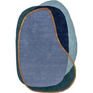 Rugs USA x Prabal Gurung Greenwich Abstract Wool Area Rug, Shaped 9x12, Blue Multicolor